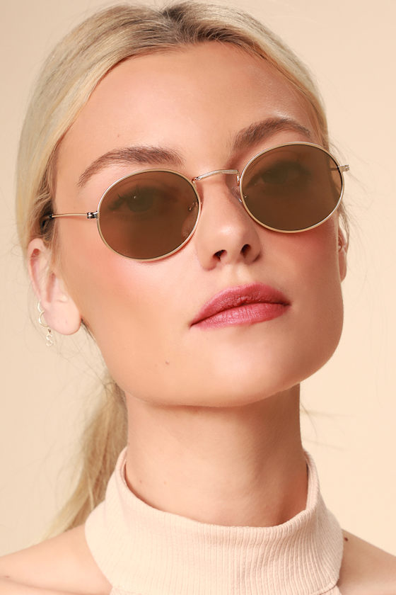 Cute Gold Sunnies - Gold Sunglasses - Gold Mirrored Sunglasses - Lulus