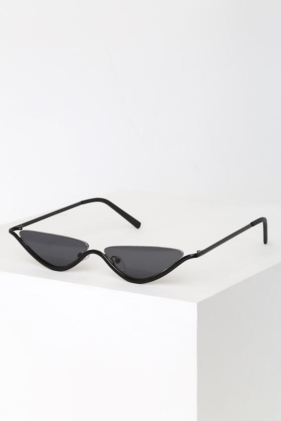 Trendy Black Sunglasses - Mini Sunglasses - Cateye Sunglasses - Lulus