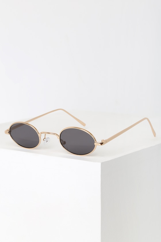 Cute Small Sunglasses Black And Gold Sunnies Tiny Sunglasses Lulus