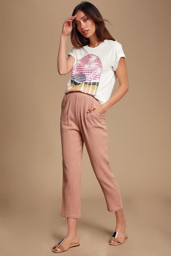 Cute Mauve Pants - Casual Pants - Woven Pants - Textured Pants - Lulus