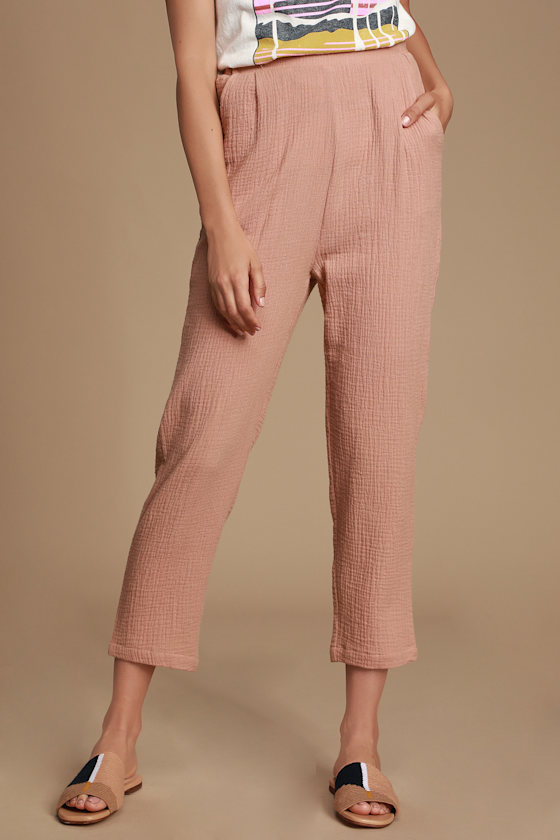Cute Mauve Pants - Casual Pants - Woven Pants - Textured Pants - Lulus