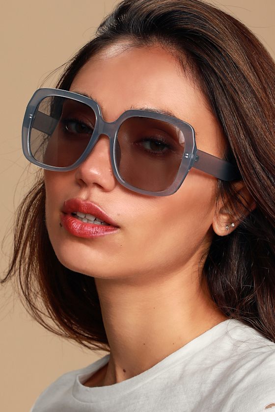 Cute Blue Grey Sunglasses - Transparent Sunnies - Square Sunnies - Lulus