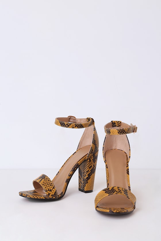 Cool Snake Heels - Yellow Snake Heels - Ankle Strap Heels - Lulus