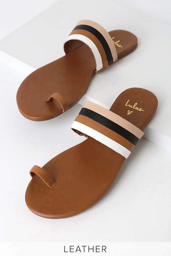 Lulus Tessa - Natural Multi Sandals - Vachetta Leather Sandals
