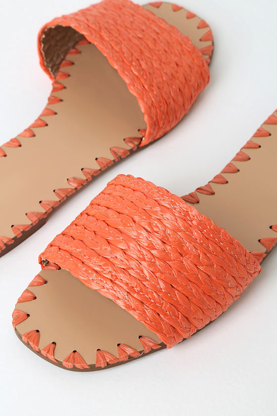 Cute Orange Sandals - Slide Sandals - Woven Sandals - Lulus