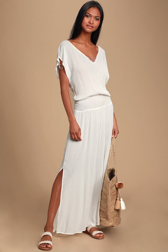 Cute White Cover-Up - Swim Cover-Up - Beaded Swim Cover-Up - Lulus