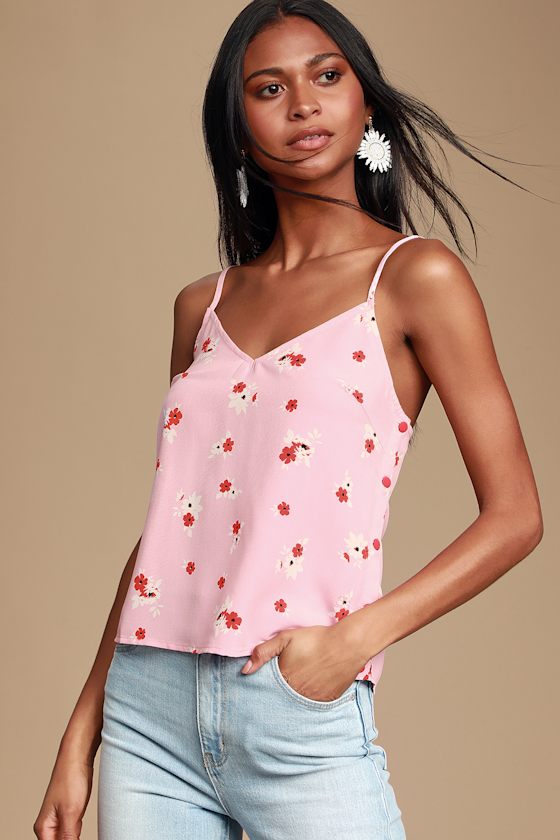 Cute Pink Cami - Floral Print Cami - Pink Cami Top - Tank Top - Lulus