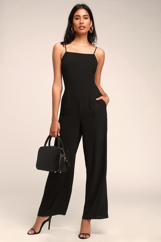 Chic Black Jumpsuit Sleeveless Jumpsuit Wide Leg Jumpsuit