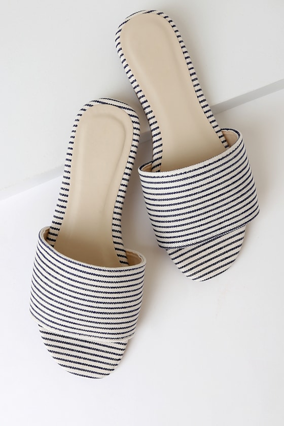 Cute Striped Slides - Blue and White Slides - Slide Sandals - Lulus