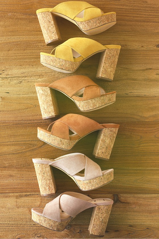 Cute Yellow Heels - Cork Heels - Platform Heels - Suede Heels - Lulus