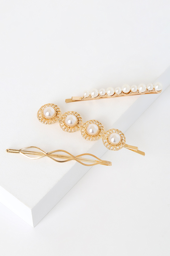 Petit Moments - Gold and Pearl Hair Pin Set - Hair Pins
