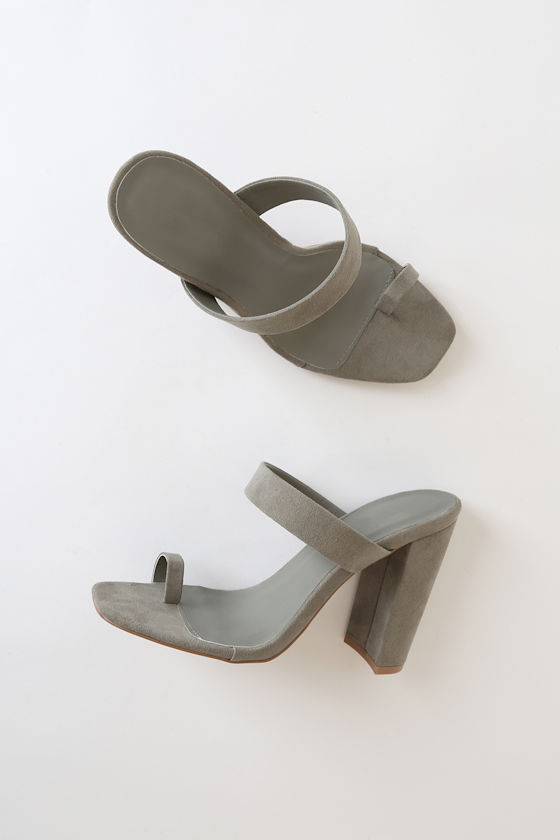 Cute Khaki Heels - High Heel Sandals - Toe-Loop Sandals - Heels - Lulus