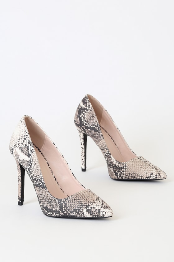 Chic Snake Pumps - Stiletto Heel - Pointed-Toe Pumps - Lulus