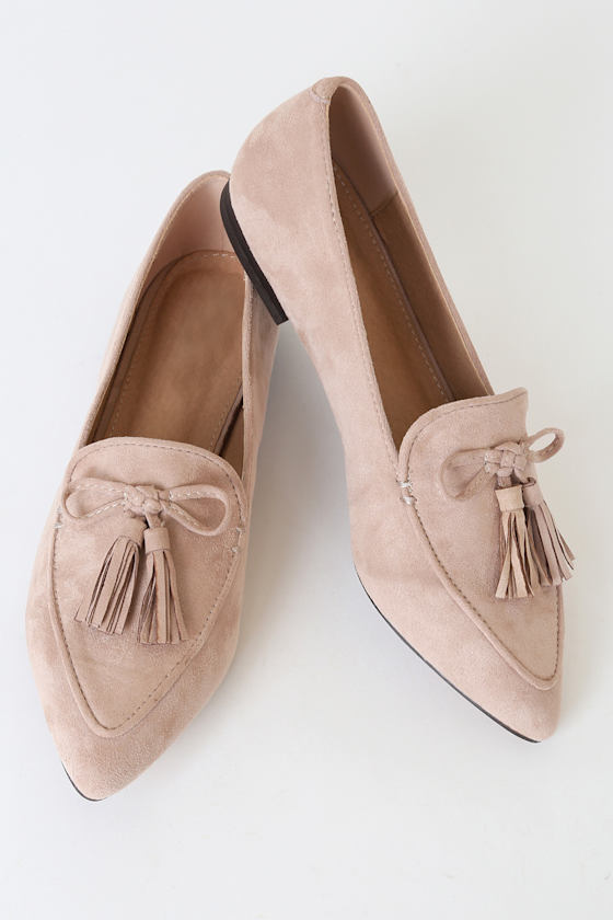 Chic Taupe Loafers - Vegan Suede Loafers - Pointed-Toe Loafers - Lulus