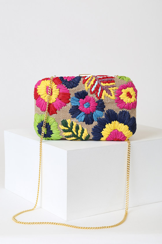 Cute Woven Clutch - Embroidered Clutch - Raffia Clutch - Lulus