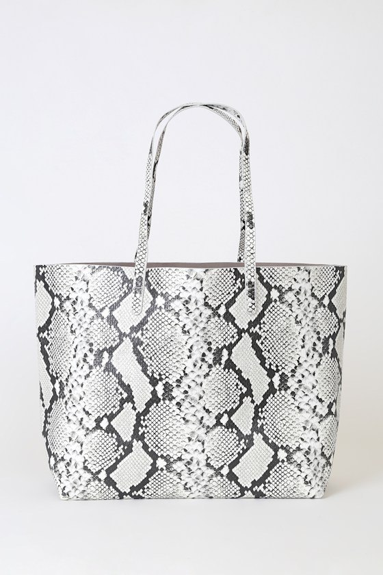 Cute Black and White Snake Tote - Snake Print Tote - Tote Bag