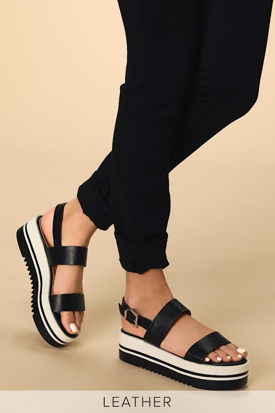 Steve Madden Adora - Black Flatform Sandals - Trendy Sandals - Lulus