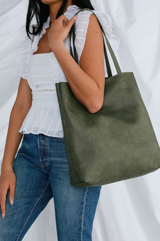 Chic Olive Green Tote - Vegan Leather Tote Bag - Bag in a Bag - Lulus