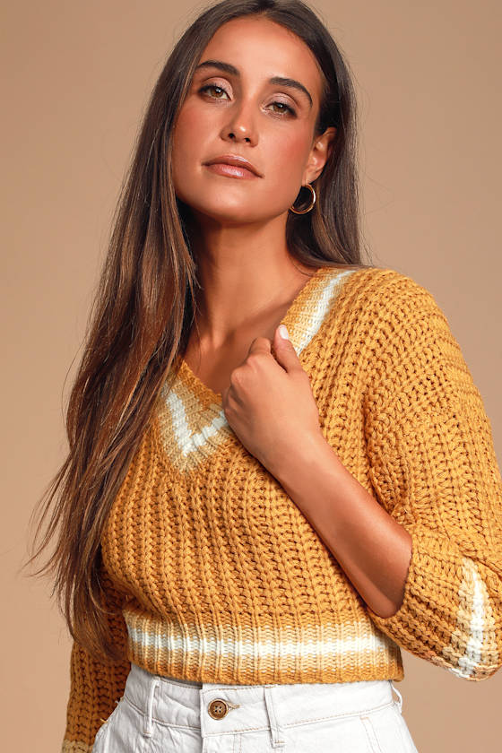 Trendy Mustard Sweater - Cropped Yellow Sweater- Cropped Sweater - Lulus