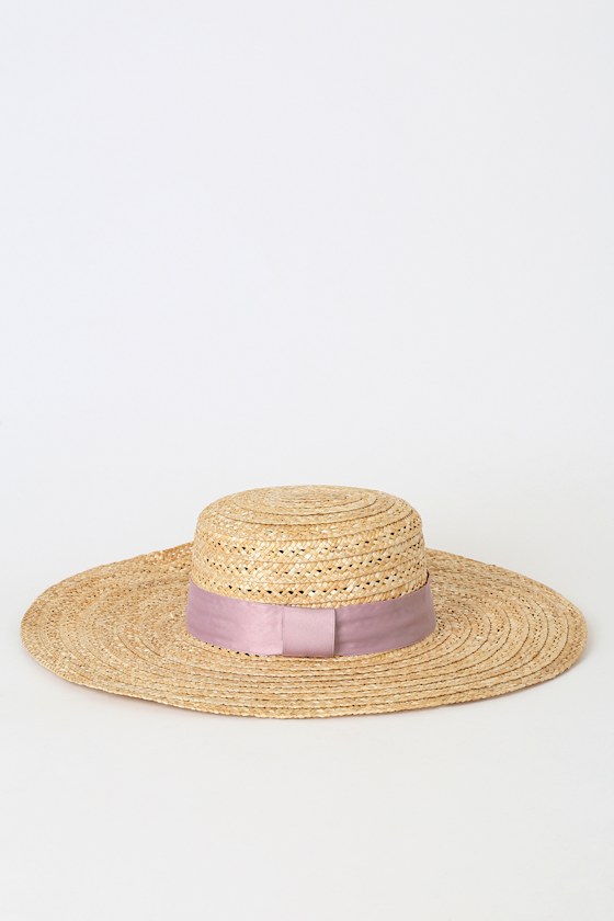 Chic Beige and Pink Straw Hat - Oversized Hat - Straw Sun Hat