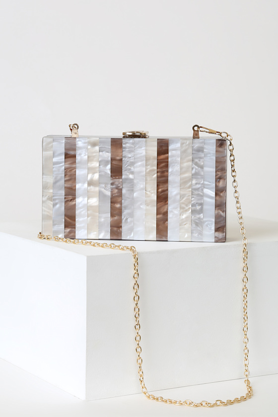 Cute Box Clutch - Striped Box Clutch - Acrylic Box Clutch - Lulus