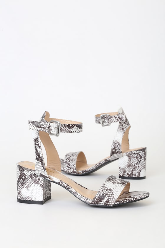 Cute Snake Heels - Black and White Ankle Strap Heels - Heels - Lulus