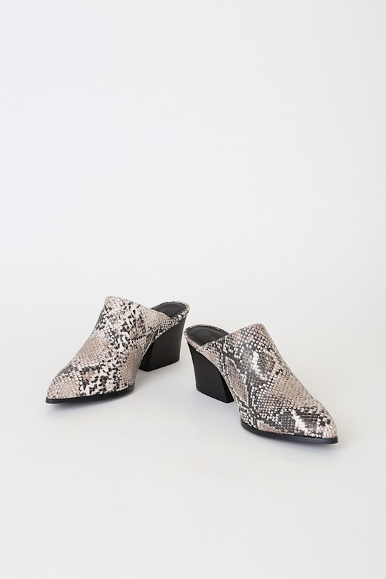 Trendy Snake Print Shoes - Pointed Toe Mules - Snake Print Mules - Lulus