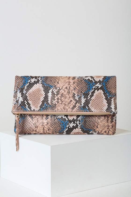 Cute Snake Clutch - Folded Clutch - Blush Snake Clutch - Lulus