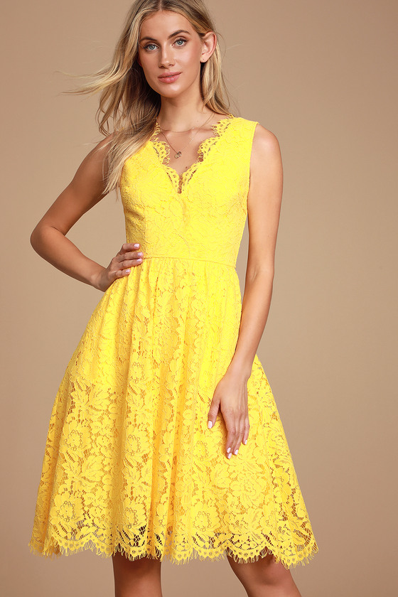Lovely Yellow Dress Lace Dress Midi Dress Yellow Midi Lulus