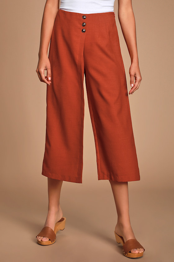 Chic Brick Red Pants - Wide-Leg Pants - Cropped Pants - Lulus