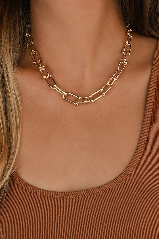 Cute Gold Necklace - Chain Necklace - Horseshoe Chain Necklace - Lulus