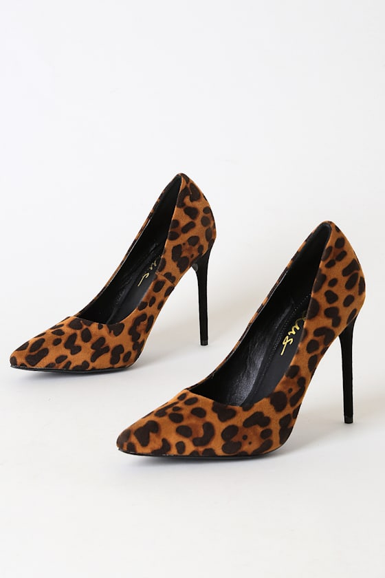Cute Leopard Pumps - Sueede Heels - Vegan Pumps - High Heels - Lulus