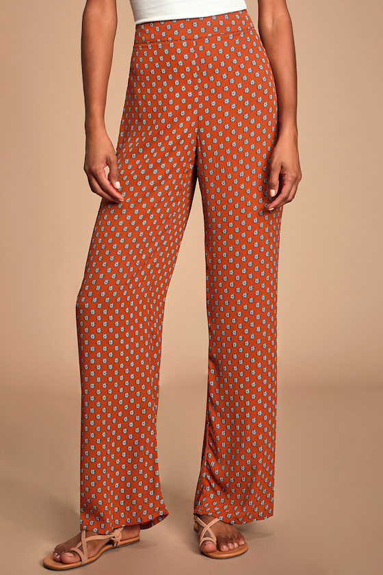 Rust Palazzo Pants - High-Waisted Pants - Wide-Leg Pants - Pants - Lulus