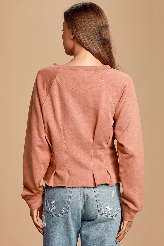 Cute Mauve Pink Sweatshirt Pull Over Sweatshirt Crew Neck Lulus