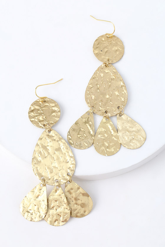 Cute Gold Earrings - Gold Earrings - Hammered Gold Earrings - Lulus