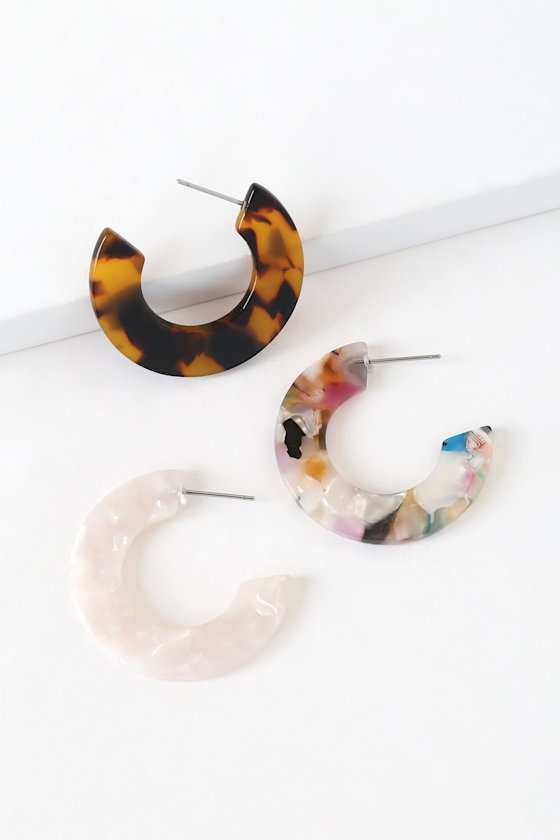 Cute Multi Acrylic Hoop - Hoop Earrings - Earring Set - Lulus