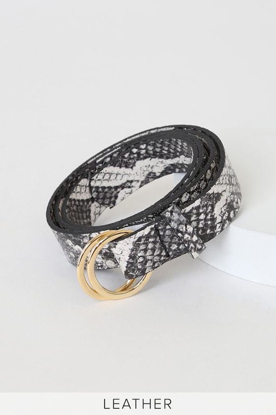 Chic Snake Print Belt - Leather Belt - Double Ring Belt - Lulus
