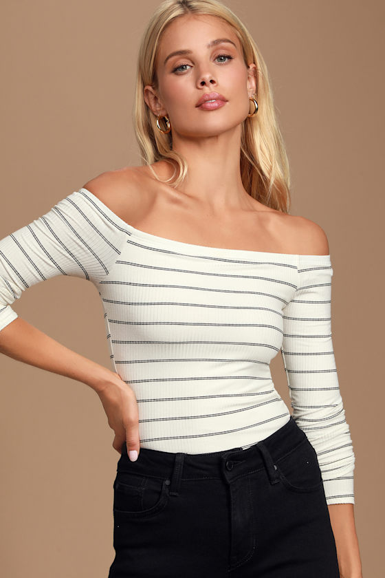 Striped Bodysuit - White Striped Bodysuit - OTS Bodysuit - Lulus