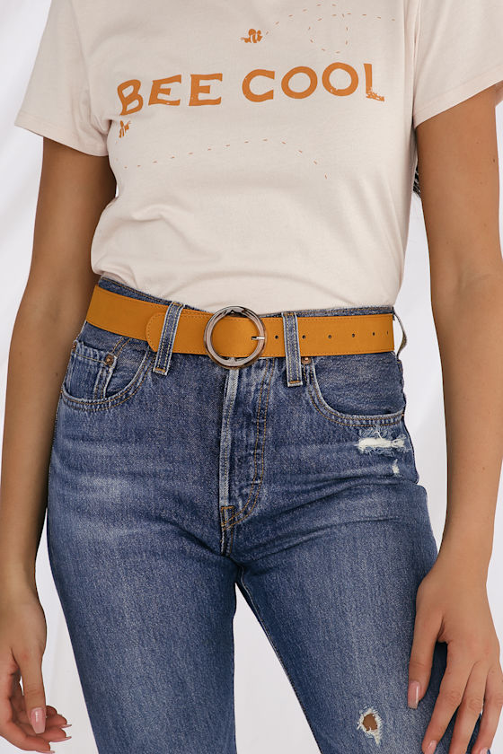 On-Trend Mustard Yellow Belt - Suede Belt - Tortoise Buckle Belt - Lulus