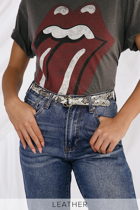 Chic Snake Print Belt - Leather Belt - Double Ring Belt - Lulus