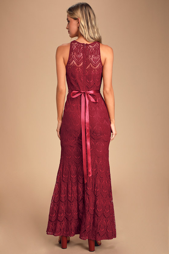 Burgundy Maxi Dress - Lace Maxi Dress - Mermaid Maxi Dress