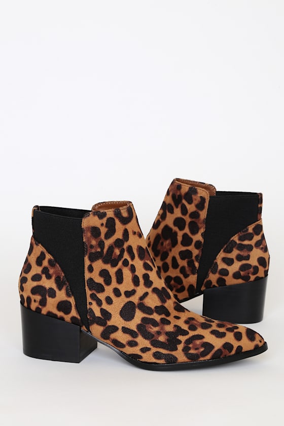 Chinese Laundry Finn - Leopard Print Boots - Suede Booties - Lulus