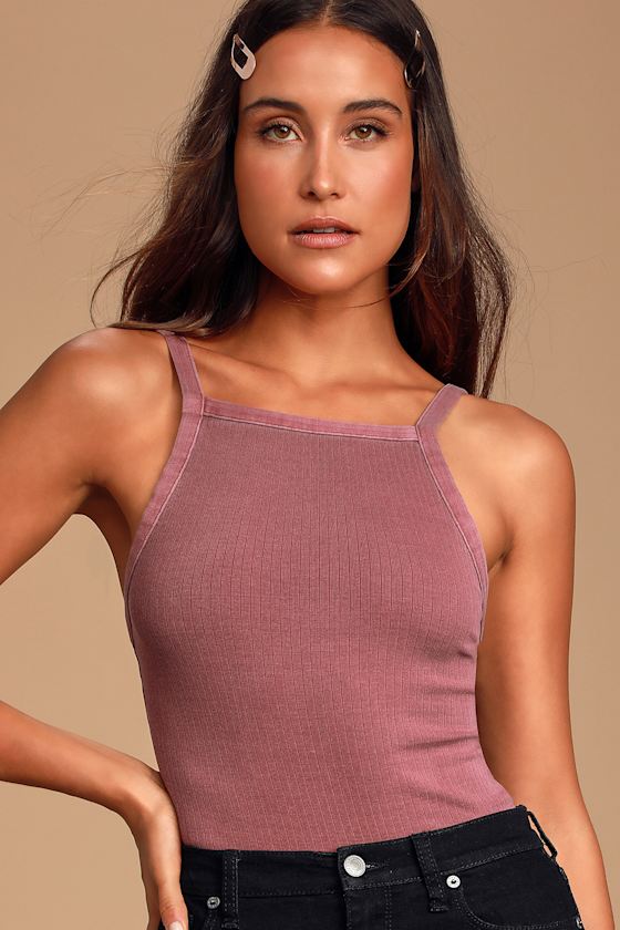 Free People Set Up Tank - Burgundy Tank Top - Apron Neck Tank Top - Lulus