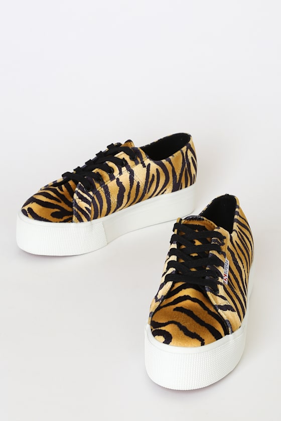 Superga 2790 FANVELVETW - Zebra Print Sneakers - Platform Sneaker - Lulus