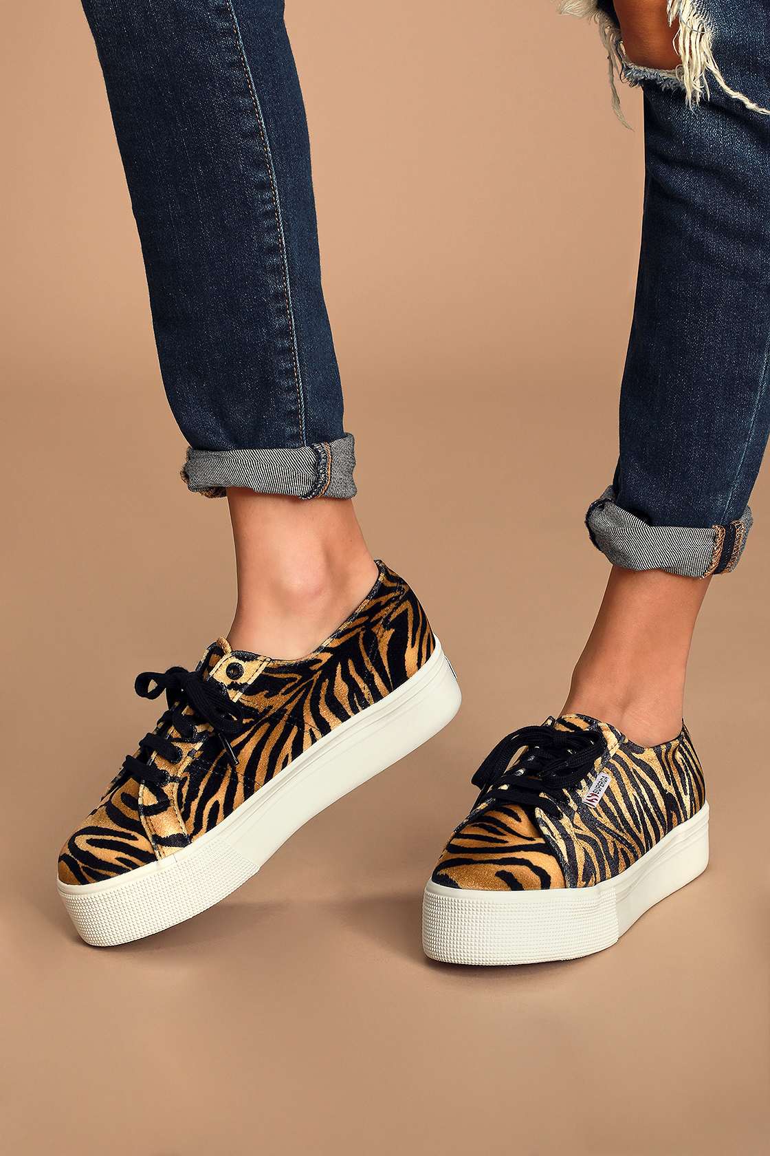Superga 2790 FANVELVETW - Zebra Print Sneakers - Platform Sneaker - Lulus