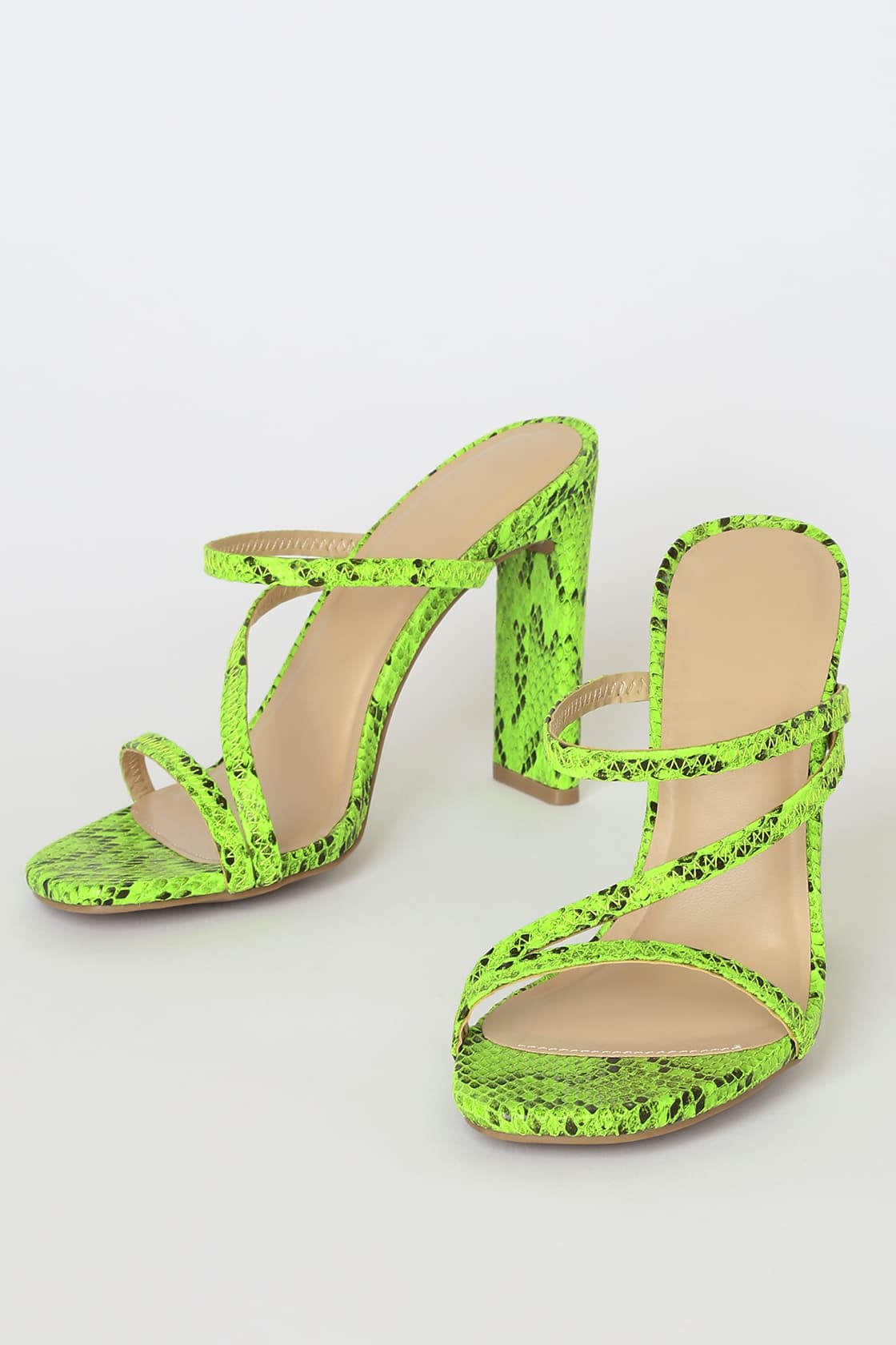 Cute Neon Green Snake Heels - High Heel Sandals - Strappy Heels - Lulus