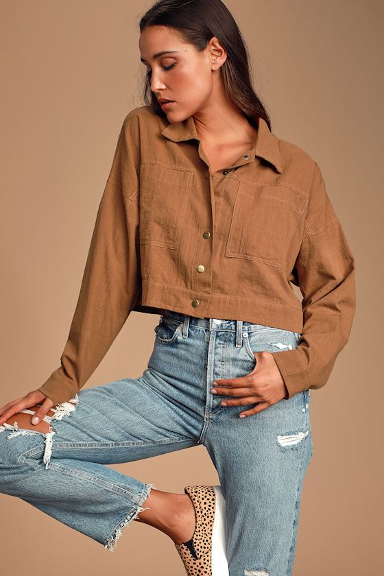 Cute Rust Brown Jacket - Cropped Jacket - Cropped Utility Jacket - Lulus
