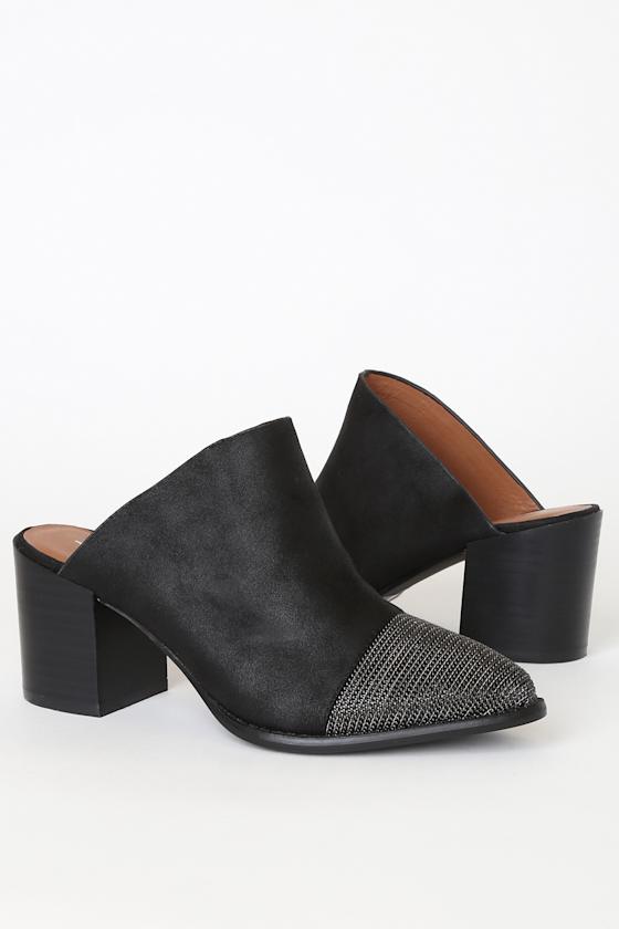 Report Timbra - Black Suede Mules - Pointed-Toe Mules - Lulus