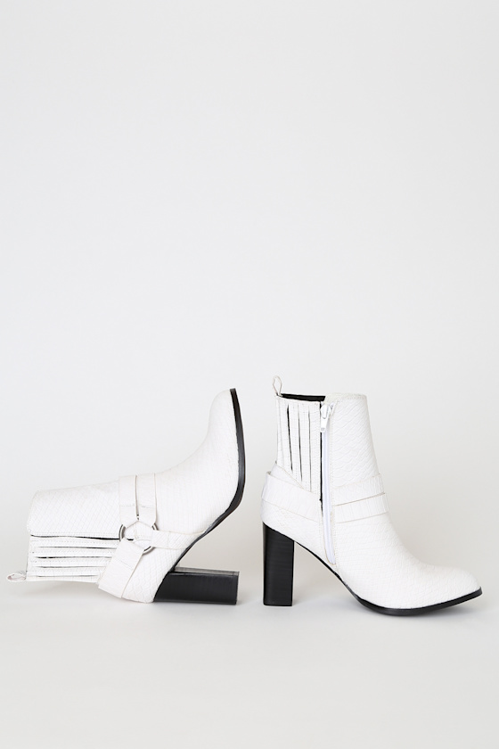 Coconuts by Matisse Breakaway White Snake Boots - Mid-Calf Boots - Lulus