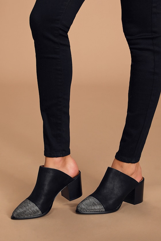 Report Timbra - Black Suede Mules - Pointed-Toe Mules - Lulus